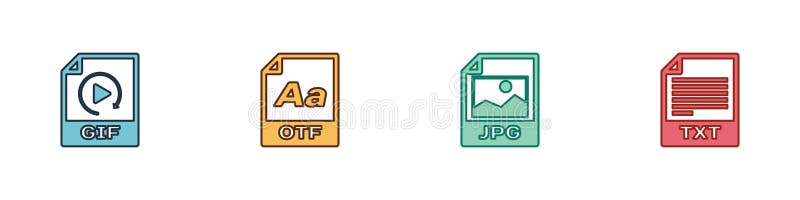 Set GIF File Document, OTF, JPG and TXT Icon. Vector Stock Vector ... Set GIF File Document, OTF, JPG and TXT Icon. Vector Stock Vector ...