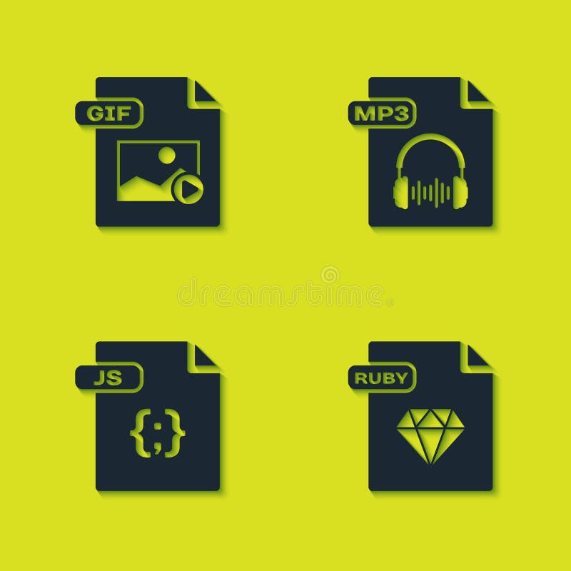 Set GIF File Document, RUBY, JS and MP3 Icon. Vector Stock Vector ... Set GIF File Document, RUBY, JS and MP3 Icon. Vector Stock Vector ...