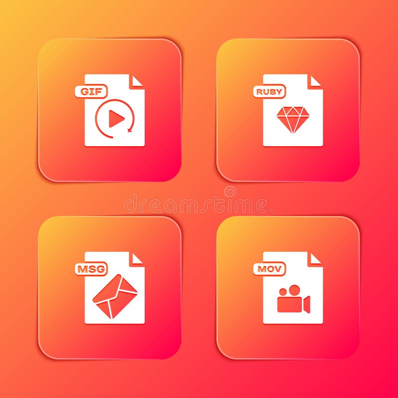 Set GIF File Document, RUBY, MSG and MOV Icon. Vector Stock Vector ... Set GIF File Document, RUBY, MSG and MOV Icon. Vector Stock Vector ...