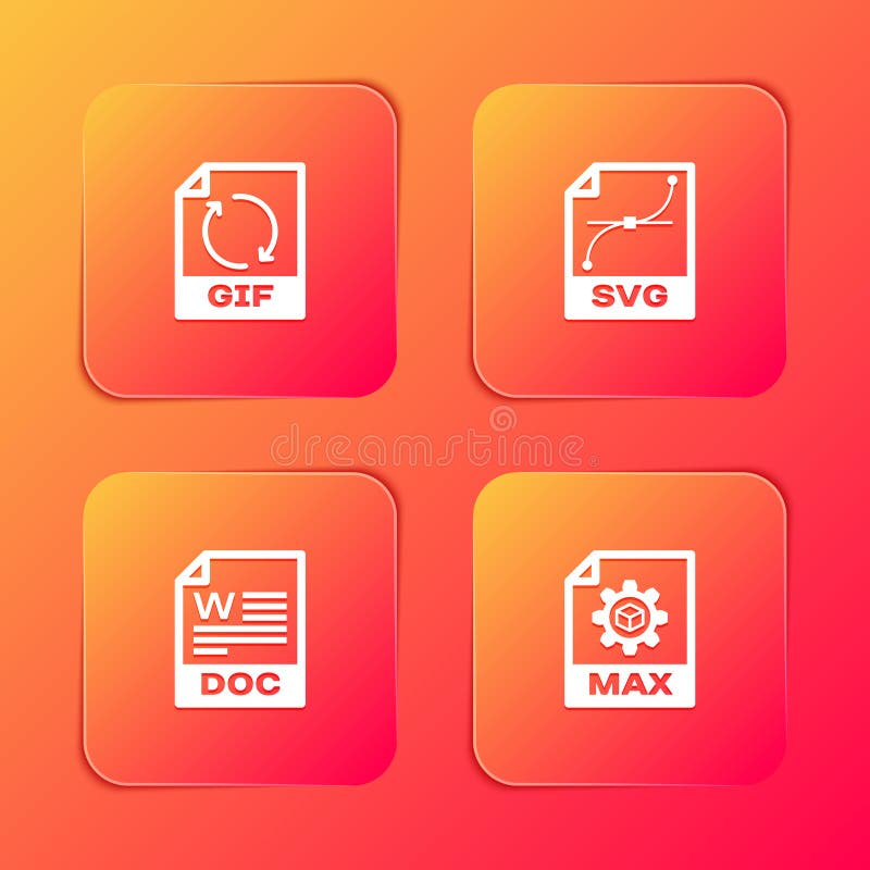 Set GIF File Document, SVG, DOC and MAX Icon. Vector Stock Vector ... Set GIF File Document, SVG, DOC and MAX Icon. Vector Stock Vector ...