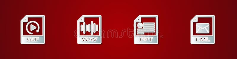 Set GIF File Document, WAV, PPT and EML Icon. Vector Stock Vector ...