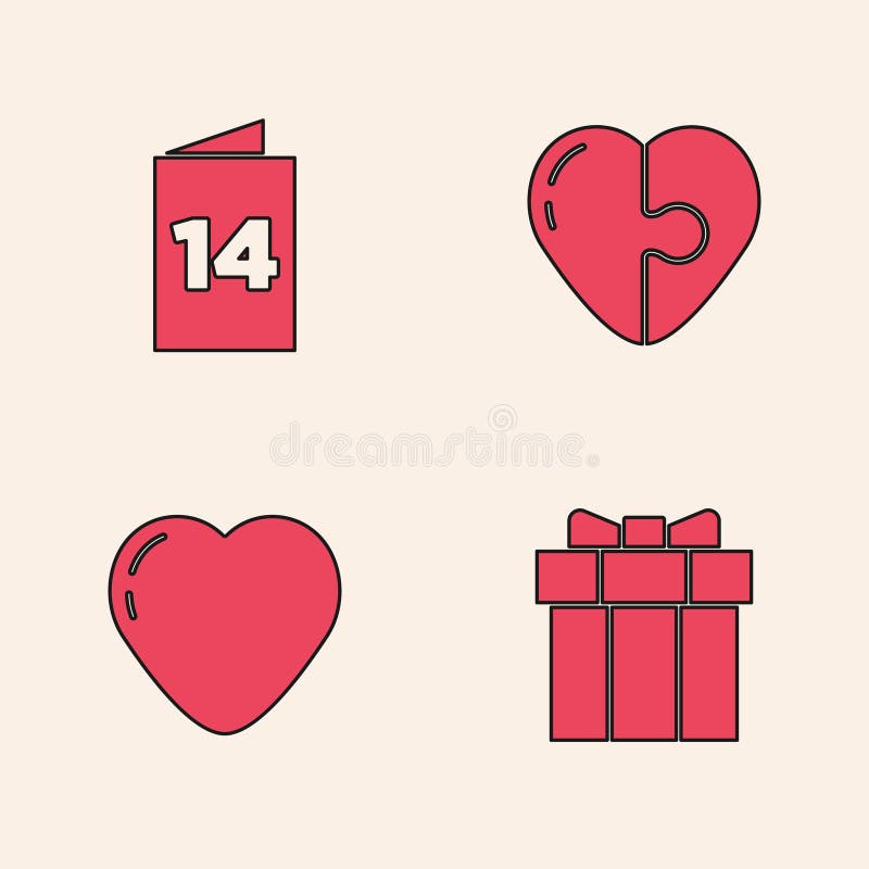 Set Gift Box, Greeting Card, Heart and Icon. Vector Stock Illustration ...