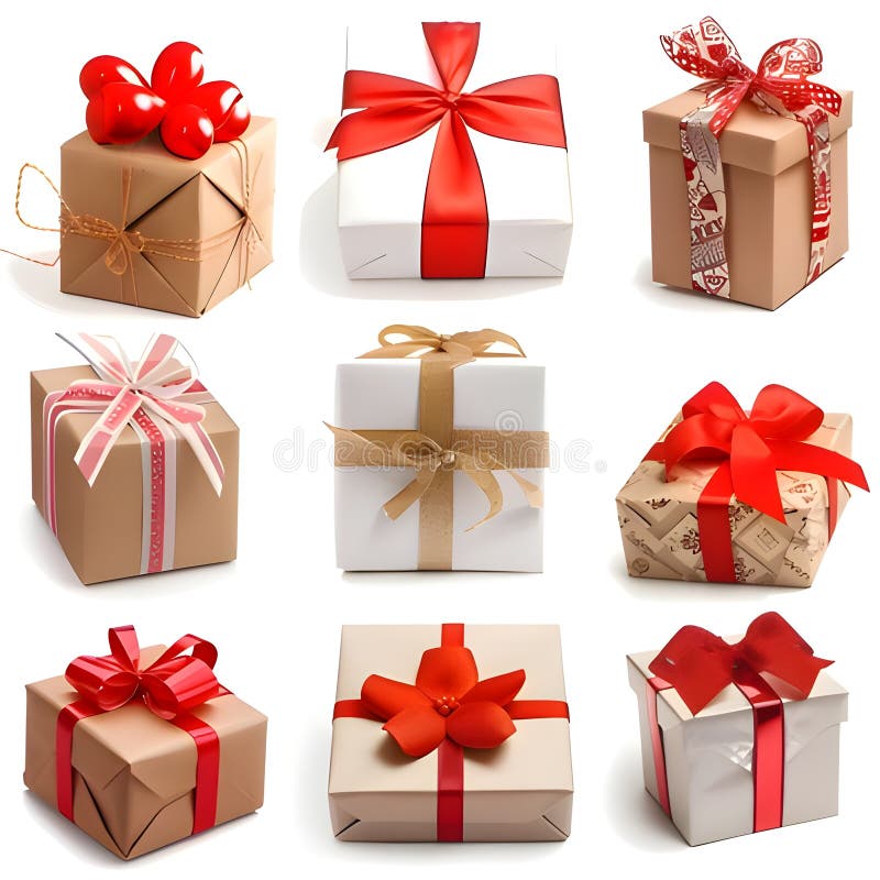 Set of Gift Boxes with Bows Stock Illustration - Illustration of ...