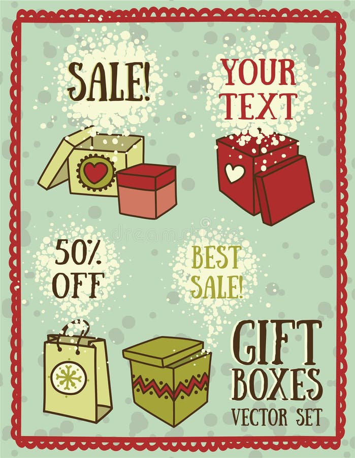 Set of Gift Boxes for Christmas Sale Banners Stock Vector ...