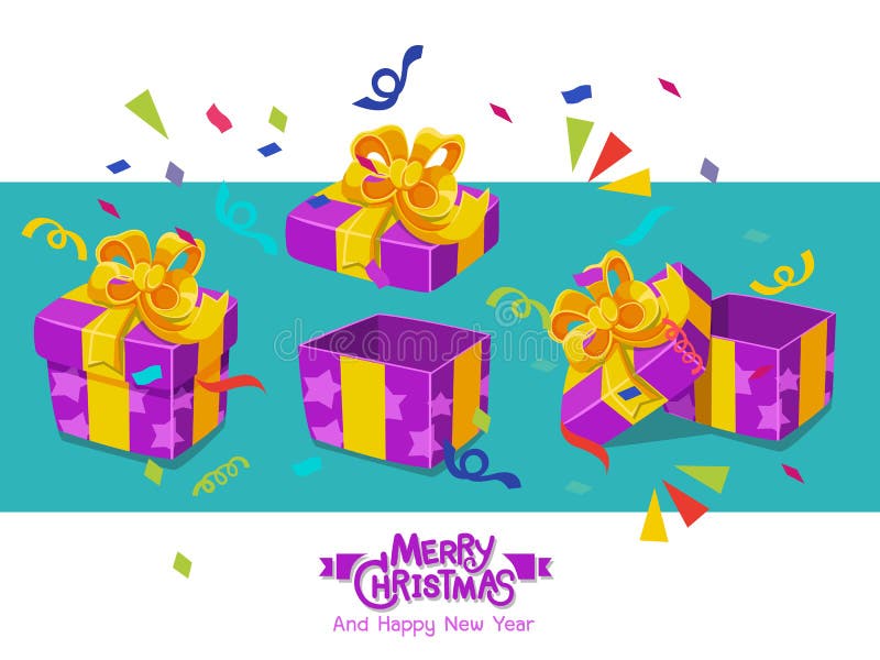 Set Gift Boxes. Concept Cartoon of Different Present Boxes. Christmas ...