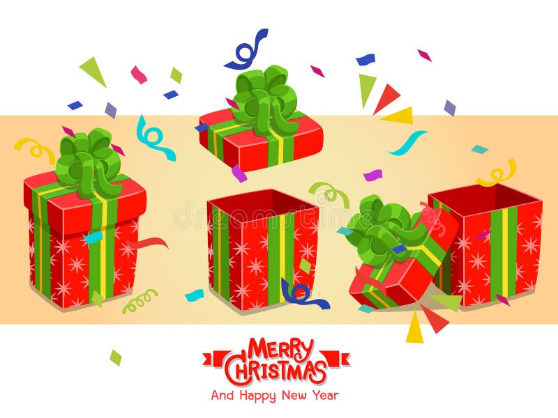 Set Gift Boxes. Concept Cartoon of Different Present Boxes. Christmas ...