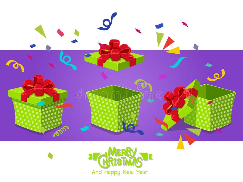 Set Gift Boxes. Concept Cartoon of Different Present Boxes. Christmas ...