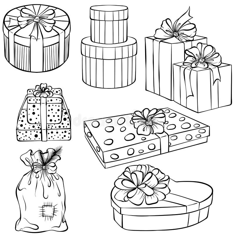 Set of Gift Boxes of Different Shapes Stock Vector - Illustration of ...