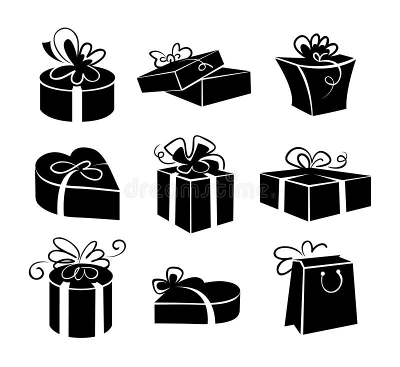 Set of gift boxes icons stock vector. Illustration of drawing - 27553388