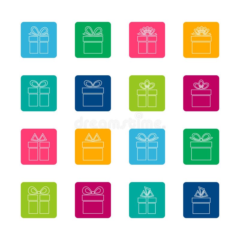Set of gift boxes icons stock vector. Illustration of symbol - 58206068