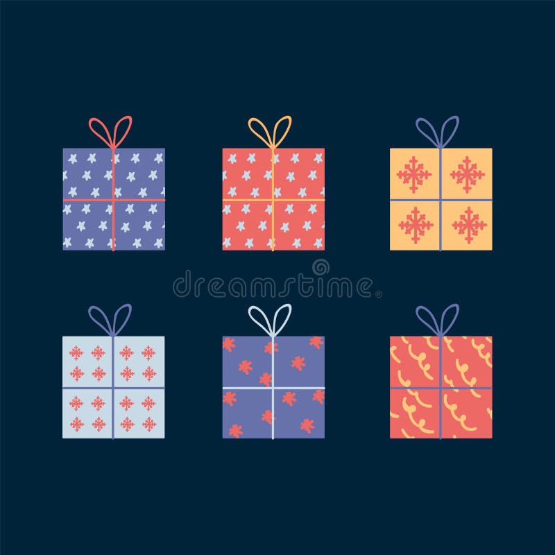 A Set of Gift Boxes. Icons of Multi-colored Boxes with Presents. the ...
