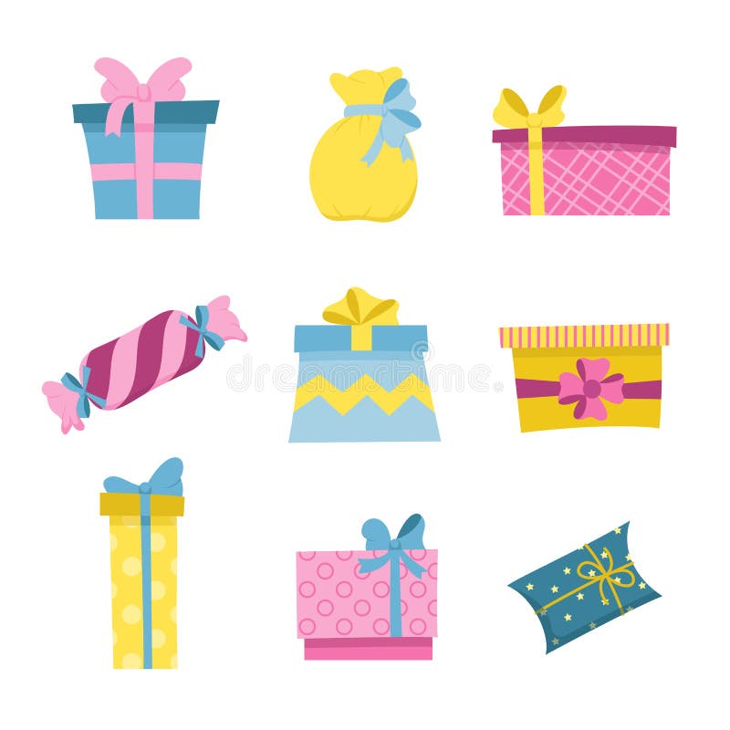 Set of Gift Boxes with Ribbon Stock Vector - Illustration of christmas ...