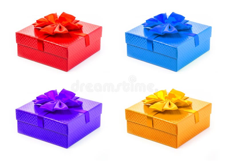 Set of gift boxes on white stock photo. Image of celebrate - 259326596