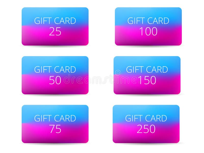 Set of Gift Cards with a Gradient Background in Blue and Pink. Vector ...