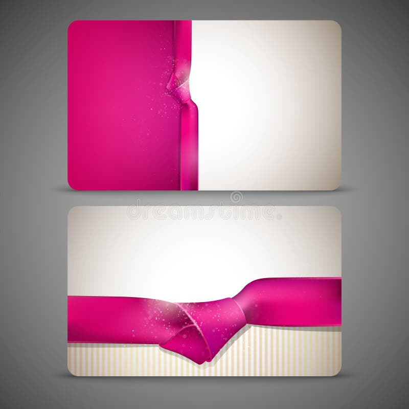 Gift Cards with Pink Ribbons Stock Illustration - Illustration of debt ...