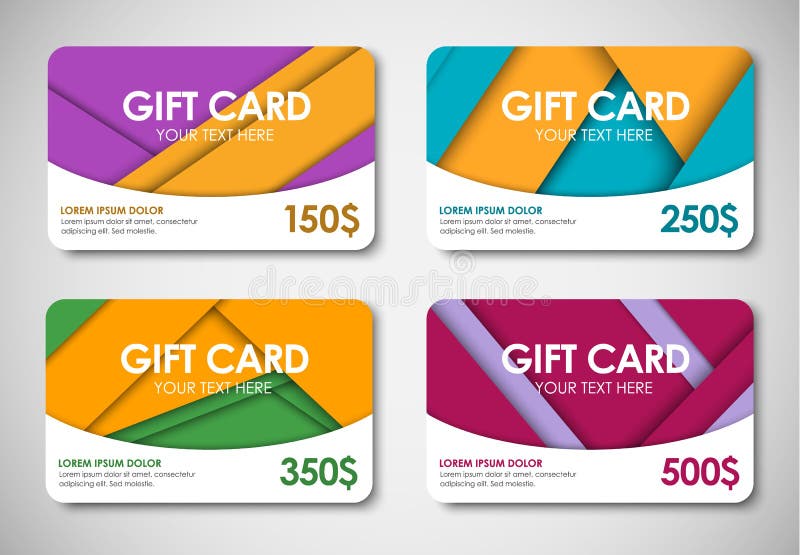 Set of gift cards stock vector. Illustration of business - 72758753