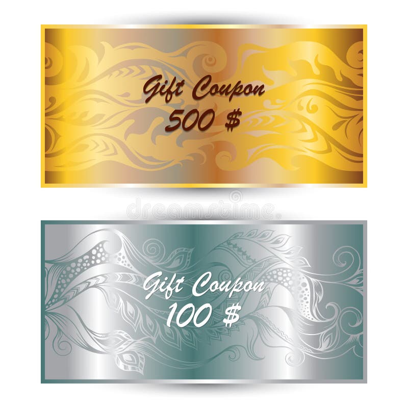 Set gift coupon, gift card stock vector. Illustration of ornate - 94637219