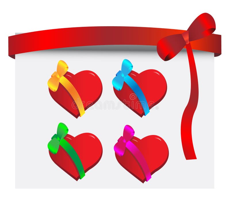 Set of gift hearts stock vector. Illustration of present - 17125276