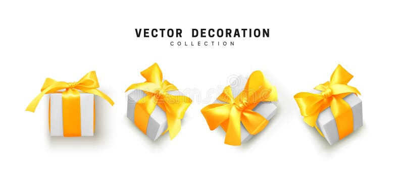 Set of Gifts Box. Collection Realistic Gift Presents View Top, Side ...