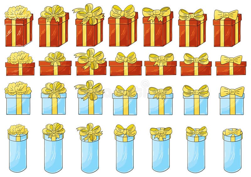 Set of Gifts in Hand Draw Style. Collection of Cute Vector ...