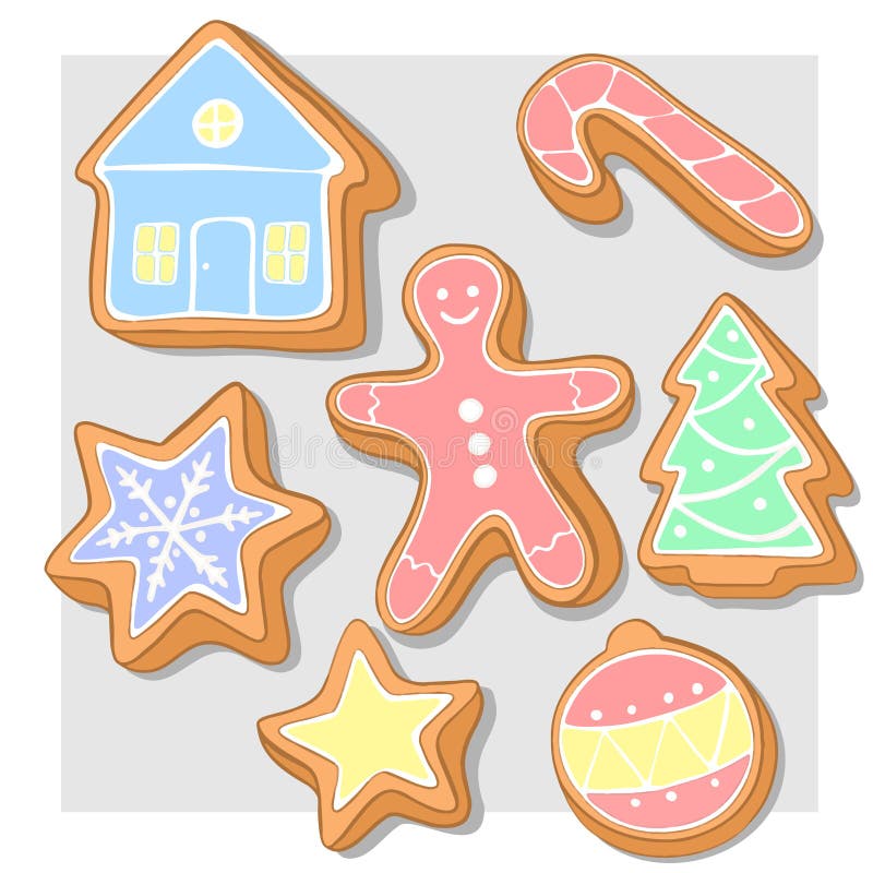 A Set of Gingerbread Cookies. Stock Vector - Illustration of ...