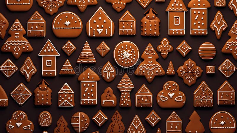 A Set of Gingerbread Cookies in Patterns on a Plain White Background ...