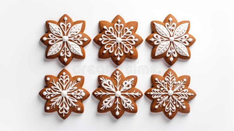 A Set of Gingerbread Cookies in Patterns on a Plain White Background ...