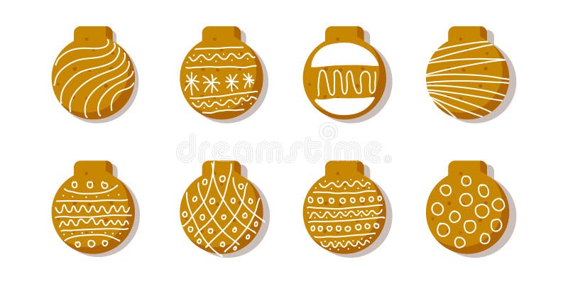 Set of Gingerbread Doodle with Christmas Bulb Shape, Christmas Cookies ...