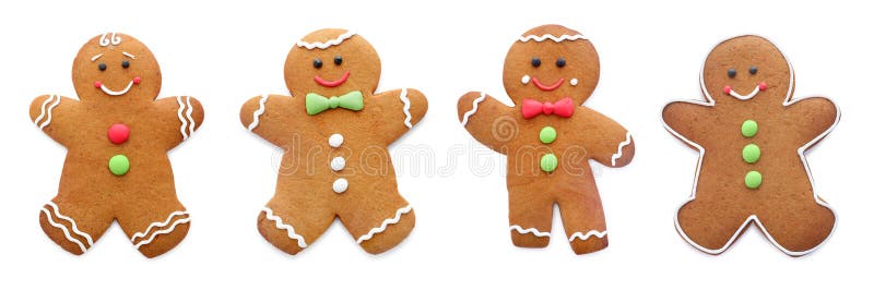 Set of Gingerbread Men Isolated on White. Banner Design Stock Photo ...