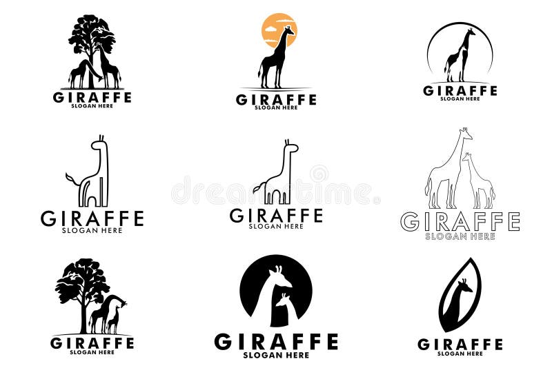 Set of Giraffe Logo Vector Design Template Stock Vector - Illustration ...