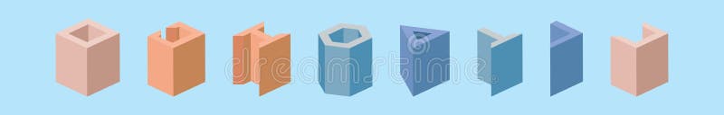 Set of Girder Cartoon Icon Design Template with Various Models. Vector ...
