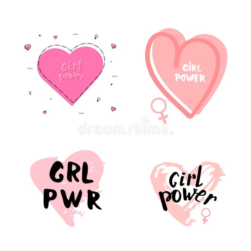 Girl Power Cards. Vector Illustration. Stock Vector - Illustration of ...
