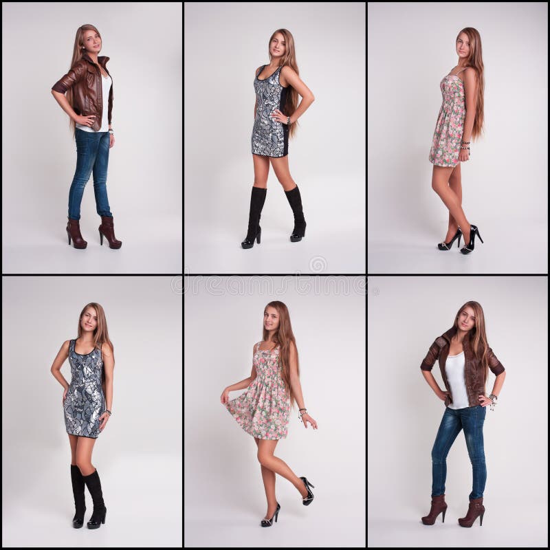 Set of Girl in Various Clothes Stock Photo - Image of rear, human: 49238776