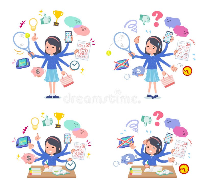 Kids Multitasking Stock Illustrations – 87 Kids Multitasking Stock ...