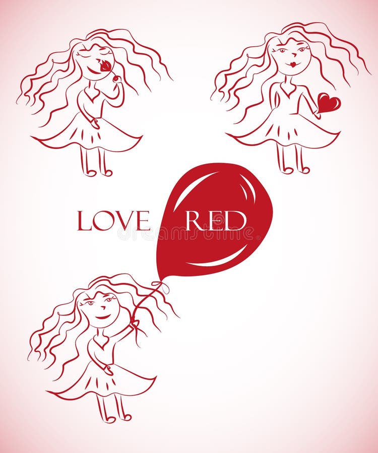 The set of girls stock vector. Illustration of girl, balloon - 60641781