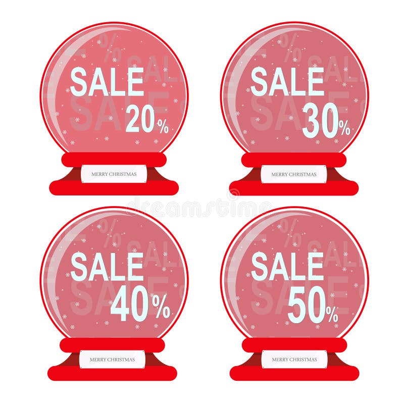 Set of Glass Balls, Winter Discount. Vector Graphics Stock Illustration ...