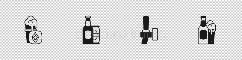 Set Glass of Beer, Beer Bottle and Can, Tap and Glass Icon. Vector ...