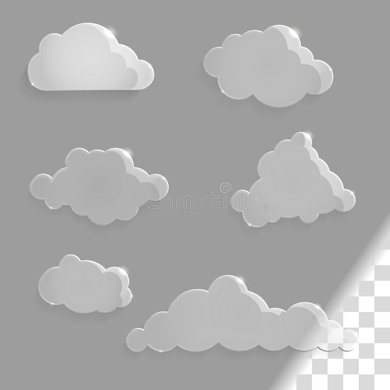 Set of Glass Clouds Icons with Shadow Stock Vector - Illustration of ...