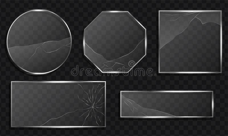 Set of Glass Crack with Different Types of Damage on Transparent ...