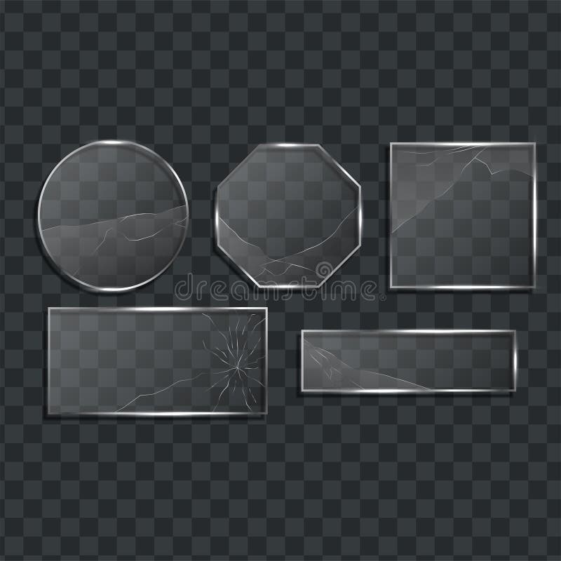 Set of Glass Crack with Different Types of Damage on Transparent ...