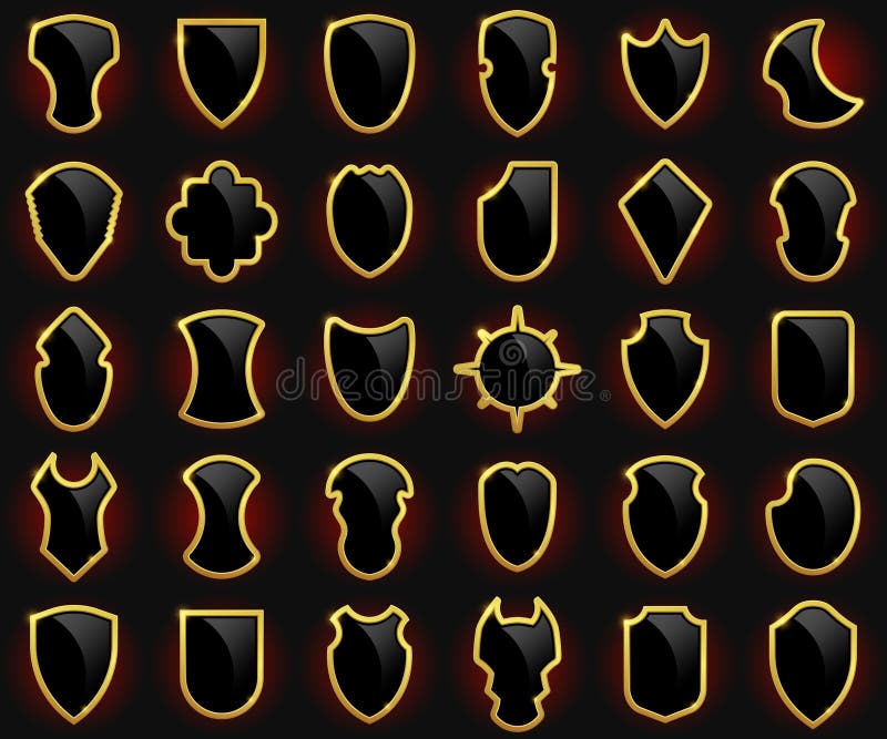 Set of Glass Glossy Shield. Vector Illustration Stock Vector ...