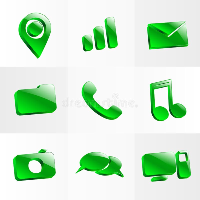 Set Glass Icons Button Color Symbol Stock Vector - Illustration of icon ...