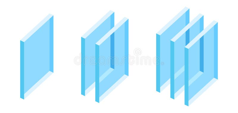 Set of Glass Layers Types Double Glazed Windows. Stock Vector ...