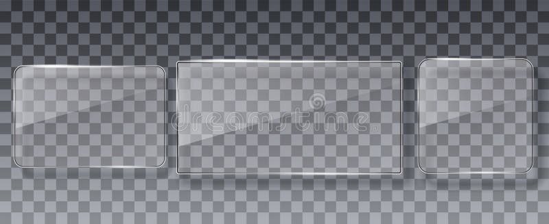 Set of Glass Rectangle. Glass Plate Mock Up. Vector Illustration Stock ...