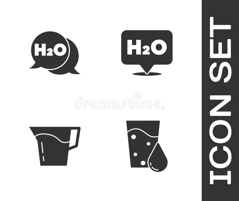 Set Glass with Water, Chemical Formula for H2O, Jug Glass and Icon ...