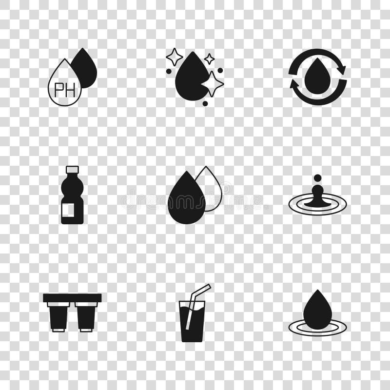 Set Glass with Water, Water Drop, Recycle Clean Aqua, and Bottle of ...