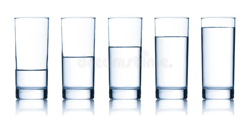 Set of Glasses Filled with Water Stock Photo - Image of potable, filled ...
