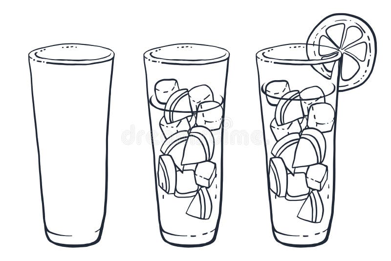 Lemonade Glass with Slice of Lemons and Ice Cubes Stock Vector ... Lemonade Glass with Slice of Lemons and Ice Cubes Stock Vector ...