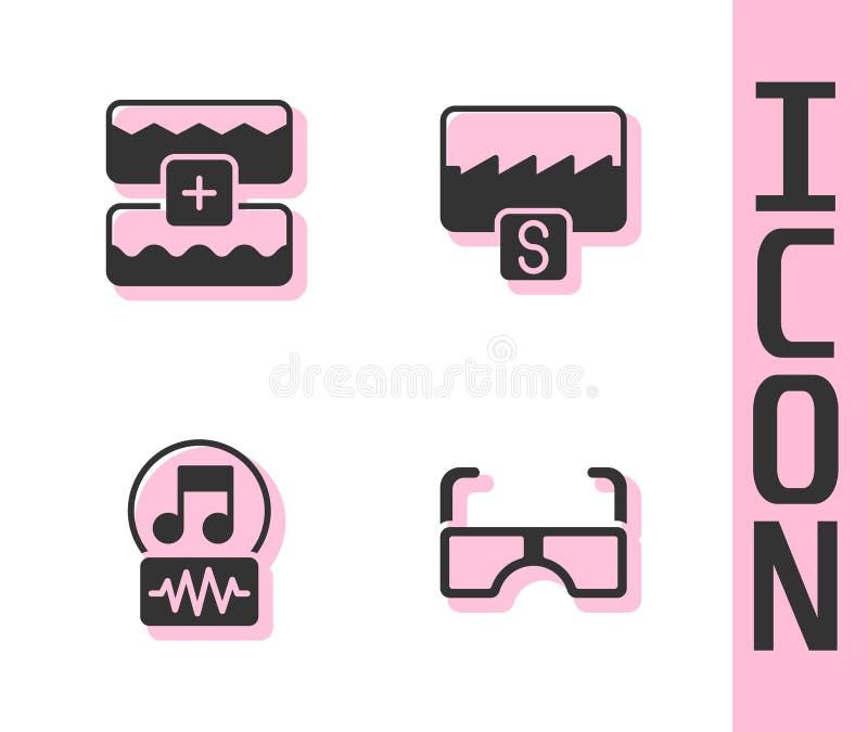 Set Glasses, Music Wave Equalizer, Note, Tone and Icon. Vector Stock ...