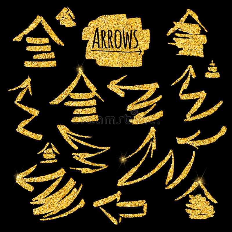 Set of Glitter Golden Arrows Stock Vector - Illustration of foil ...